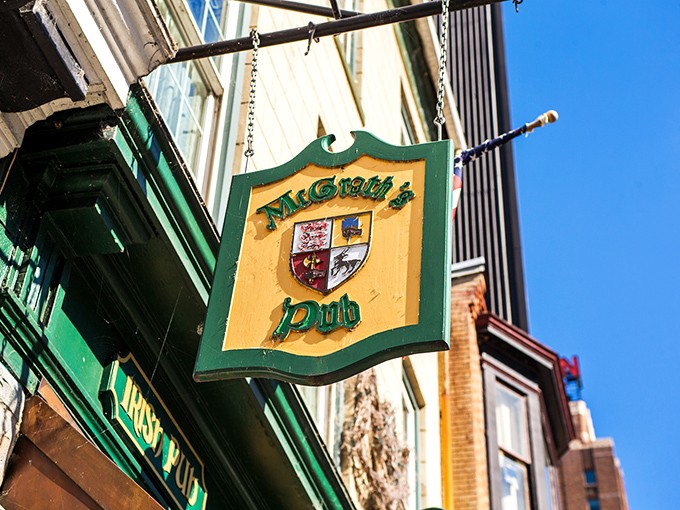 The swinging sign that beckons like an old friend, promising authentic Irish hospitality in the heart of Pennsylvania's capital city.