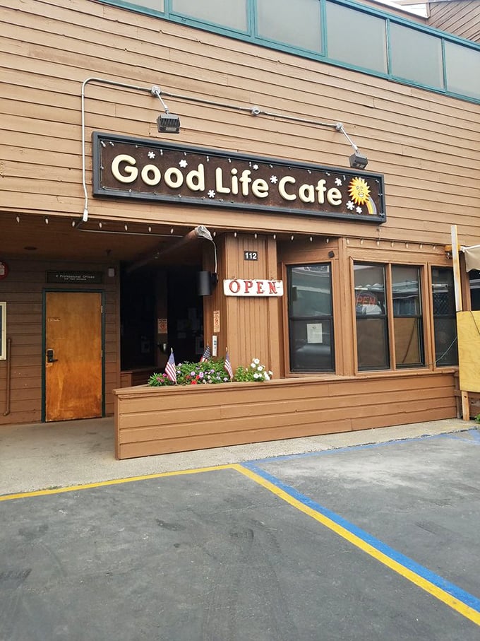 The welcoming storefront says it all: "OPEN" is more than a status—it's an invitation to experience breakfast bliss in Mammoth Lakes. 