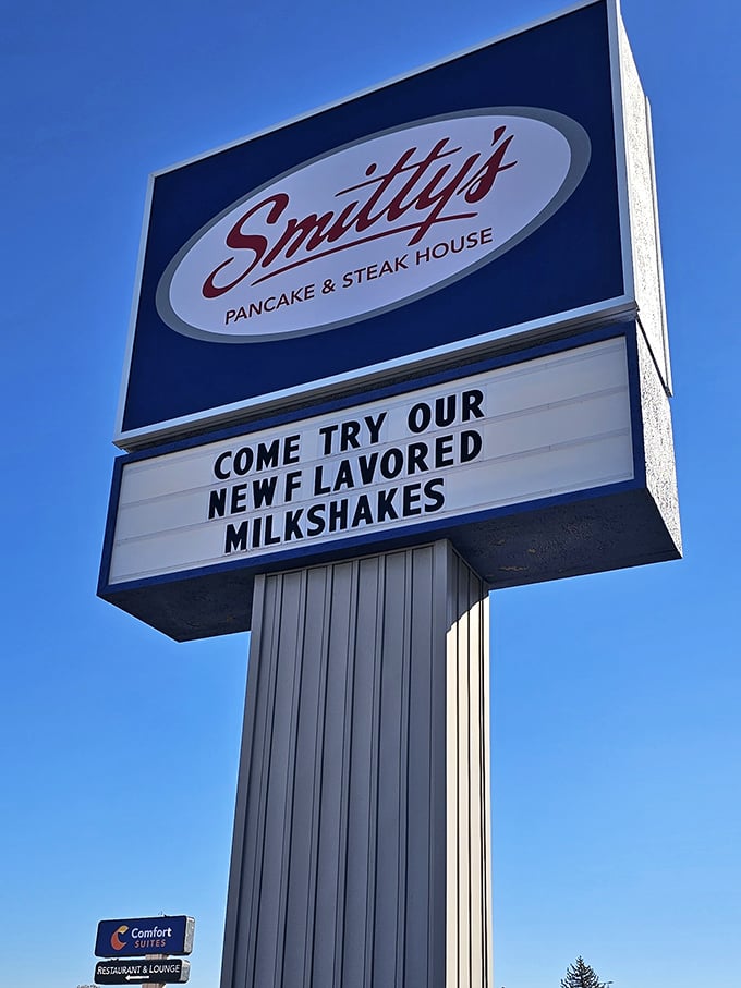 The marquee sign announces new milkshakes with the excitement of a Broadway opening—and they deserve every bit of the fanfare.