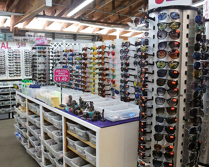 Sunglasses as far as the eye can see—which is pretty far when you're wearing the right pair. Florida's essential accessory, available in every color of the rainbow.