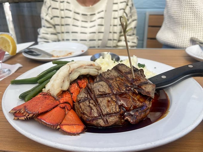 The surf meets turf platter that settles all dinner debates—why choose between land and sea when this plate offers peace negotiations?
