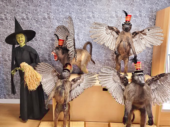 The Wicked Witch stands guard with her flying monkey minions – their realistic features might have you muttering "I'll get you, my pretty!"