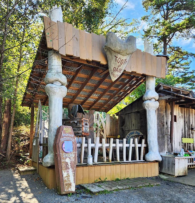 "Tooth or Dare" shooting gallery combines giant dinosaur bones, carnival games, and the Wild West in one gloriously bizarre attraction.