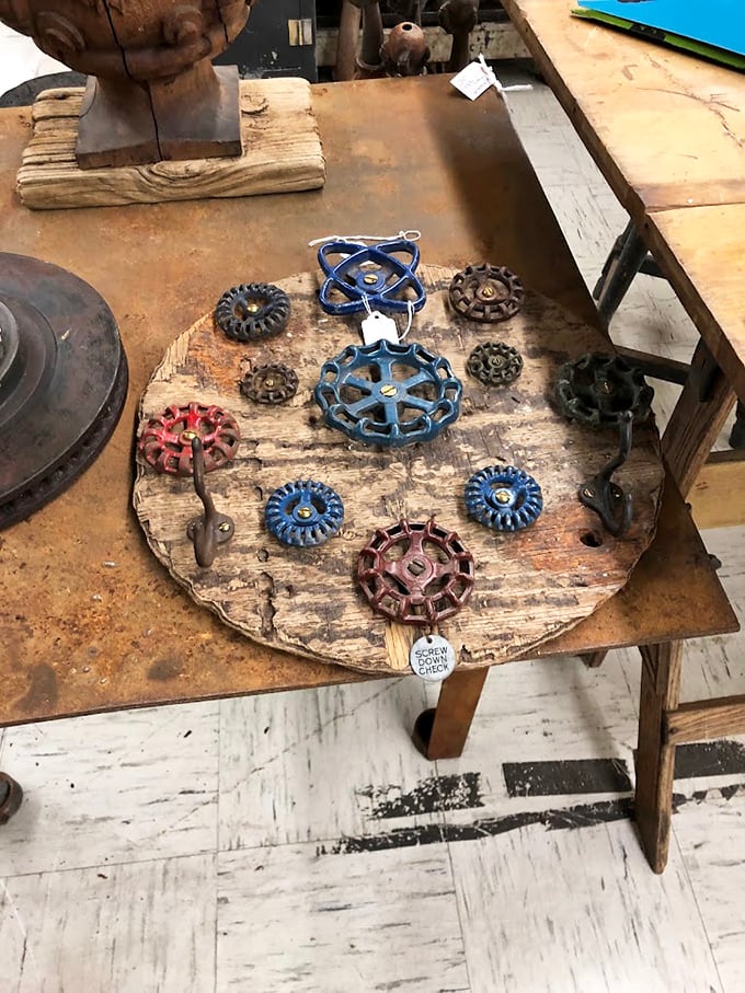 These colorful valve handles transform industrial parts into industrial art—the perfect conversation piece for your wall that says "I appreciate both function and form."