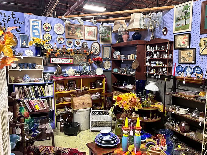 A booth so perfectly arranged it feels like stepping into your grandmother's china cabinet – if she collected everything delightful.