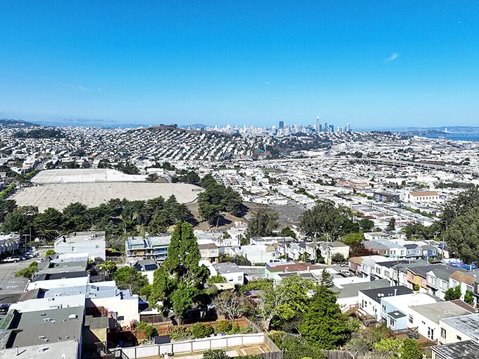 This appears to be another San Francisco view—a visual reminder of the urban density and prices you're escaping in mountain Portola.