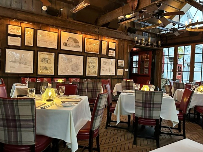 Historical sketches line the walls, reminding diners they're part of a continuing story where good food has always been the main character.
