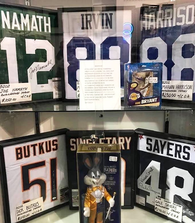 Sports history behind glass – where fans can own a piece of their heroes. Those signatures transform fabric into treasured heirlooms.