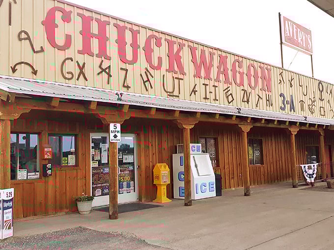 Chuckwagon's weathered wooden facade and vintage signage promise authentic country store provisions – the kind of place where locals gather and visitors feel instantly welcome.