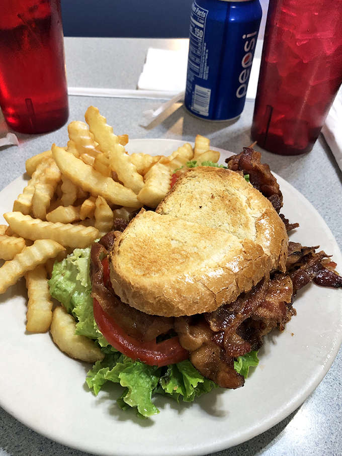 A classic BLT with crispy fries—lunch perfection that proves Quinn's mastery extends beyond breakfast hours.