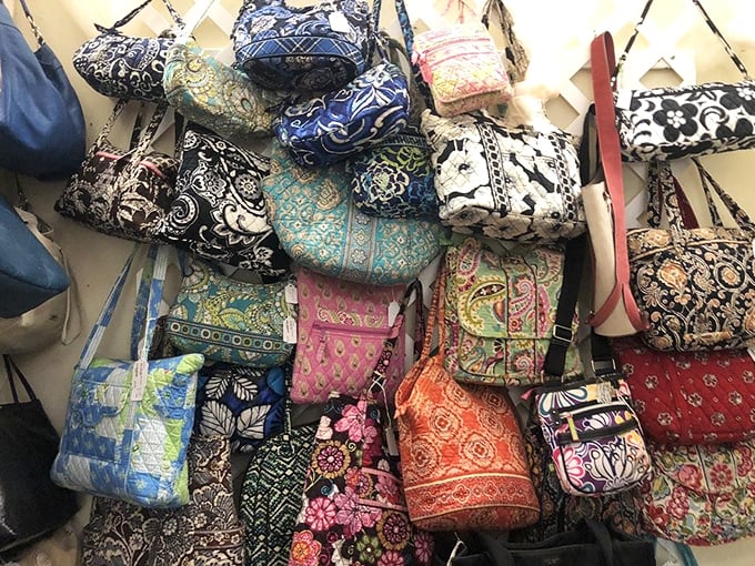 A rainbow explosion of vintage Vera Bradley bags—proving that our mothers were right when they said, "Don't throw that away, it'll come back in style!"