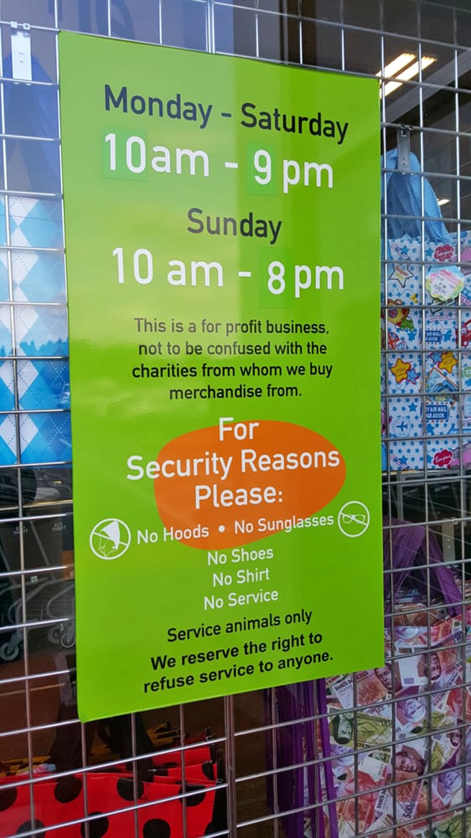 The fine print: generous hours and a few house rules. Even paradise needs some parameters to keep the treasure hunting civilized.