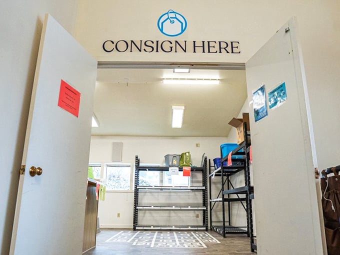 Where the magic begins—the consignment drop-off area represents the circle of fashion life, as yesterday's impulse buys become tomorrow's treasured finds.