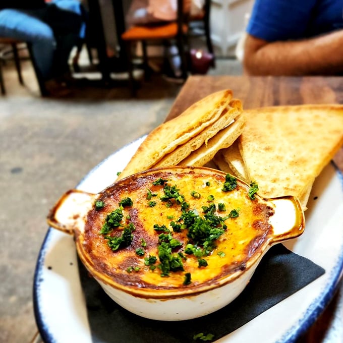 Bubbling hot crab dip with crispy toast points—because sometimes you need a break from lobster rolls. (But just a short one.)