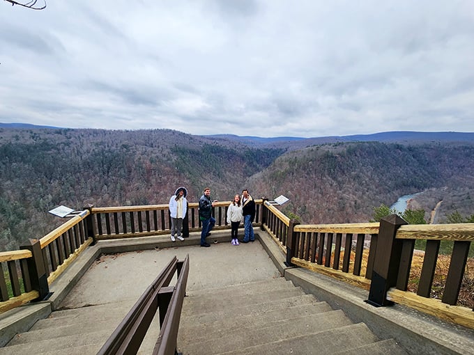 The viewing platform serves as nature's theater balcony, where visitors stand speechless before a show millions of years in the making.