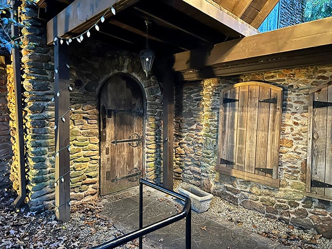 The entrance looks like it belongs in a fairy tale – if that fairy tale involved exceptional cuts of beef and generous pours.