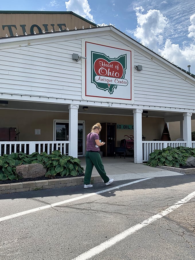 The welcoming facade of Heart of Ohio Antique Center promises adventures within. Like a theme park for nostalgia, it draws visitors into its time-traveling embrace.