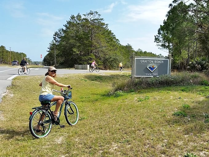 The entrance that promises adventure. Cyclists know the secret—the best way to explore Grayton is on two wheels, powered by wonder.