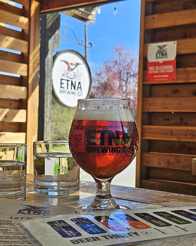 At Etna Brewing Company, craft beer gets the spotlight treatment – where every sip comes with a side of local pride.