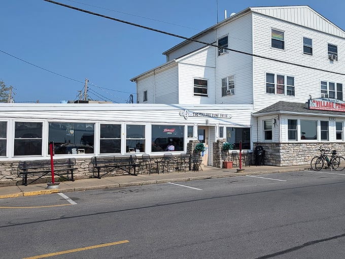From this angle, you can almost smell the perch frying and hear the laughter spilling out onto the patio – island dining at its unpretentious best.