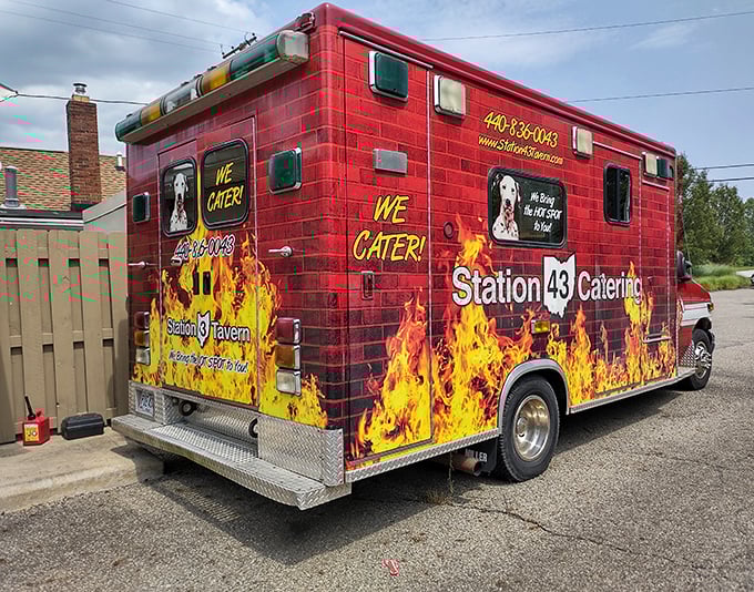 Their catering truck brings the fire to you – literally. When your party needs those legendary wings, Station 43 rolls up with flames and flavor.