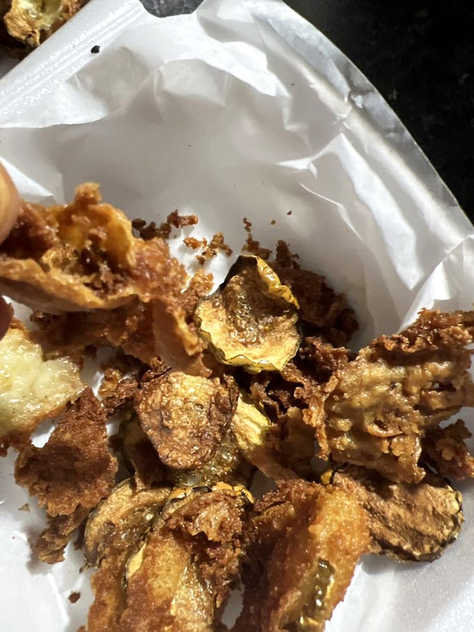 Fried pickle chips—the unexpected hero of bar snacks—where briny meets crispy in perfect, beer-complementing harmony.