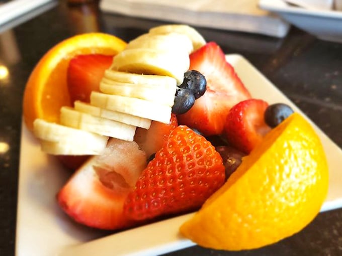 This isn't just a fruit cup – it's nature's candy arranged with the kind of care usually reserved for diamond displays at Tiffany's..