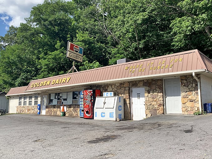 Golden Dairy looks like it hasn't changed its sign since the Kennedy administration, which is exactly why their ice cream probably tastes like childhood memories.