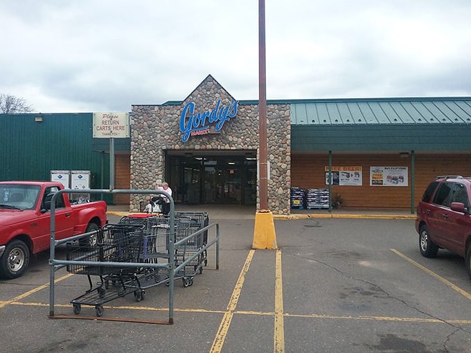 Gordy's Market serves as the community's gathering spot for essentials, where shopping carts wait patiently for locals and visitors alike.
