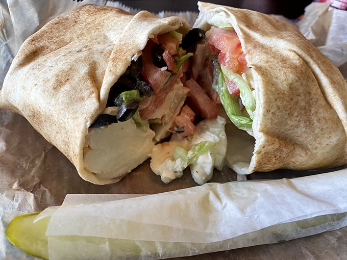 This wrap proves that healthy choices needn't be punishment – fresh ingredients bundled together like a delicious care package from your taste buds.