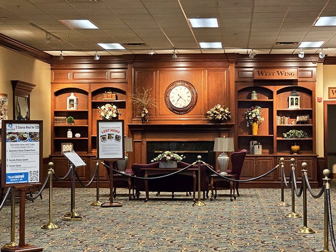 This elegant waiting area says, "Relax, the food is worth it," with the quiet confidence of a place that's never had to advertise.