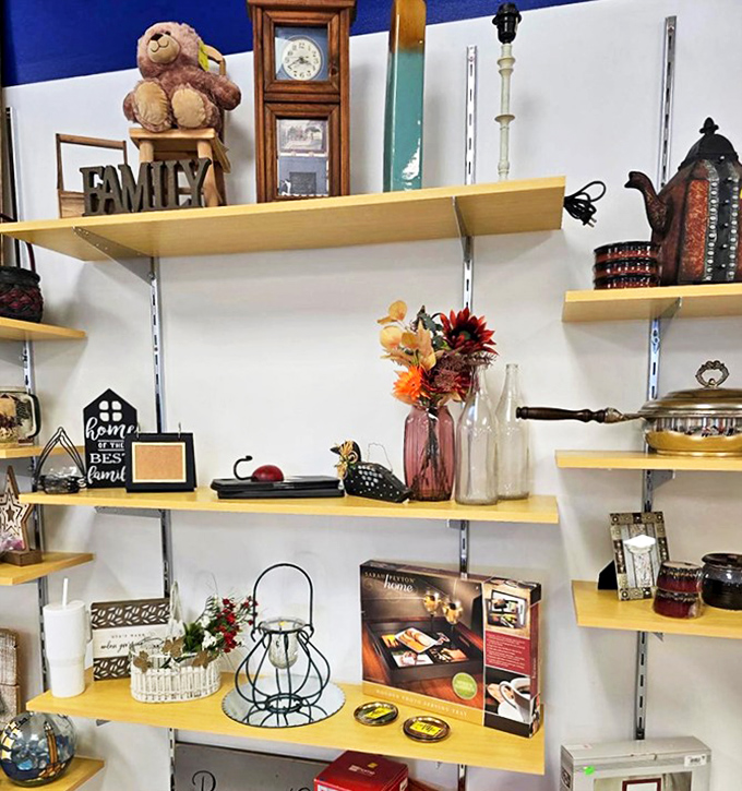 Home décor that spans decades and design trends. That teddy bear has seen things, and that clock has counted hours in someone else's life.