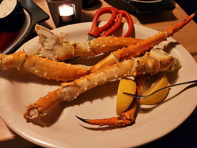 King crab legs that require both commitment and the proper tools. Like a delicious puzzle that rewards you with sweet, tender meat.