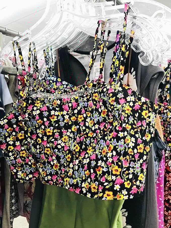 Floral patterns dance on hangers, proving that yesterday's fashion always circles back—what was once your mother's style is now vintage chic.