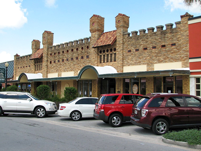 These castle-like storefronts are living relics of Florida's 1920s land boom—when developers thought medieval architecture would sell real estate in the tropics.