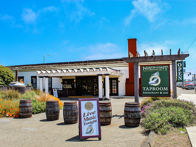 North Coast Brewing Company's taproom beckons with craft beers and live music—because every coastal adventure deserves a proper toast.