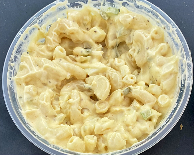 Mac salad that strikes the perfect balance between creamy and tangy – the kind that makes you wonder why you'd ever buy the premade stuff.