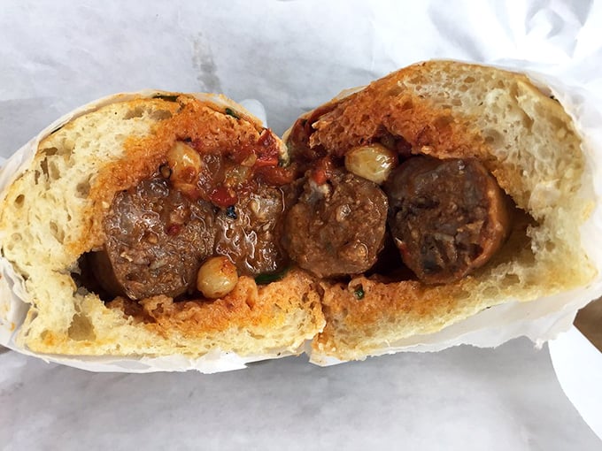 The Merguez Sausage special—where North Africa meets Ohio in a flavor summit. These meatballs aren't just rolling; they're taking a victory lap.