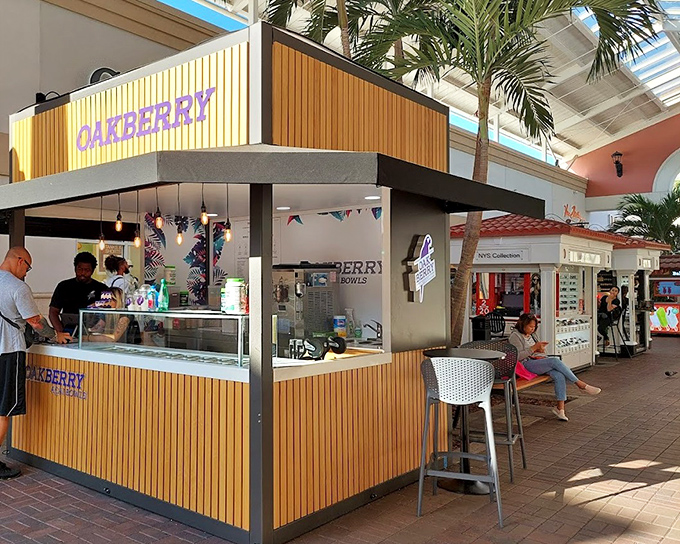 Açaí bowls and smoothies at Oakberry provide virtuous refreshment—the perfect counterbalance to that chocolate-covered everything from IT'SUGAR.