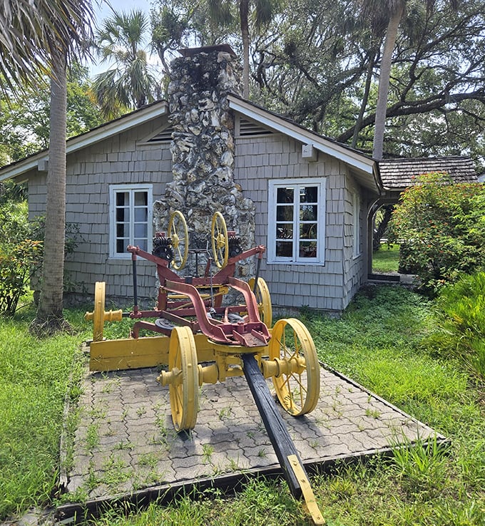 History stands preserved – this vintage equipment and CCC-built structure remind us that Florida's story runs deeper than its newest attractions.