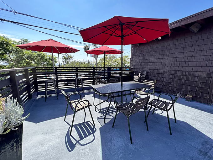 The rooftop deck—San Diego's perfect weather paired with perfect sandwiches. Some might call this heaven; locals just call it lunch.