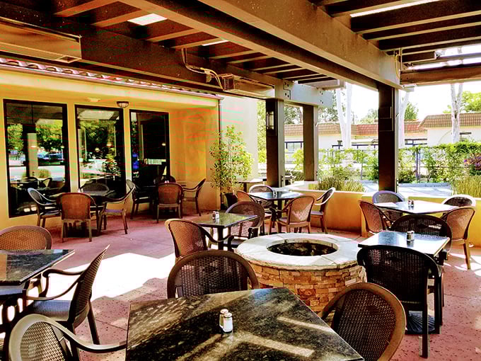 The outdoor patio at Sea Fresh – where fire pits, fresh air, and fantastic food create the California dining trifecta.