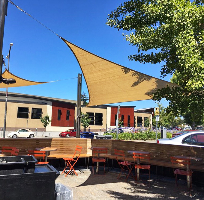 Sun-dappled outdoor seating where Berkeley's famous perfect weather meets perfect deli fare—a California dream with East Coast flavor.