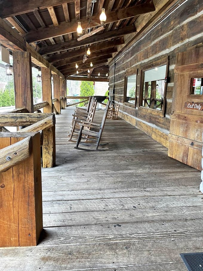 The front porch rocking chairs aren't just seating—they're time machines that slow everything down to the perfect Smoky Mountain pace.