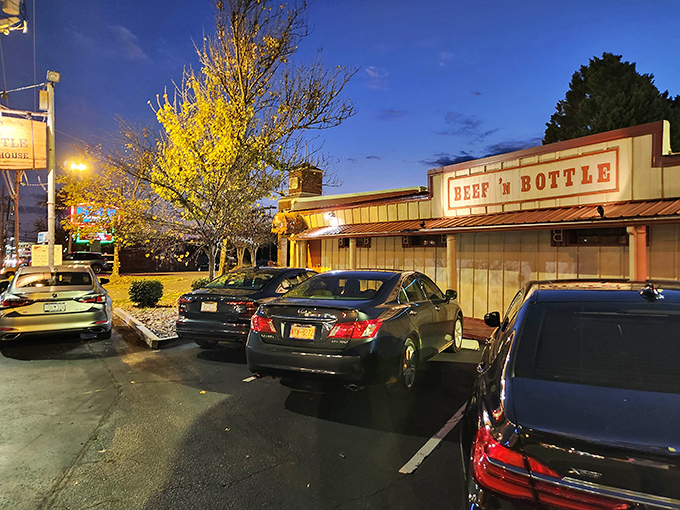 As dusk settles, the restaurant glows with promise. Cars fill the lot because some dining secrets are too delicious to keep quiet for long.
