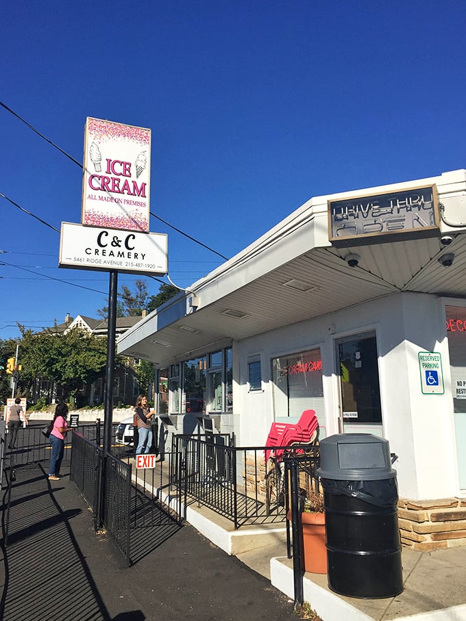 That classic roadside sign promising "ALL MADE ON PREMISES" is the ice cream equivalent of "once upon a time"—you know something good is coming.