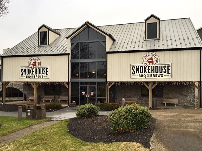 The distinctive silhouette of Smokehouse BBQ & Brews promises smoked meat nirvana before you even step through the door.