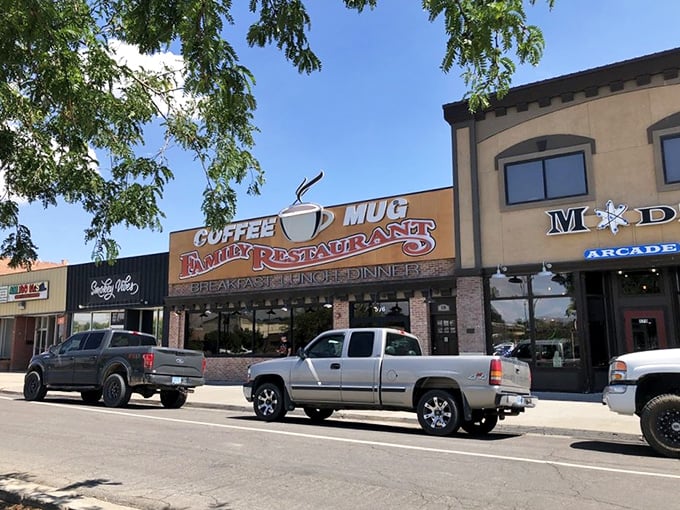 Pickup trucks parked outside tell you everything – locals know where to find the good stuff in this corner of Nevada.