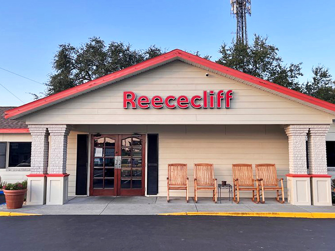 Those rocking chairs out front aren't just for show—they're for the food coma recovery period after you've tackled the Reececliff menu.