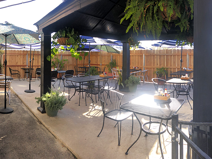 The outdoor patio – where breakfast meets fresh air in a marriage blessed by the California sunshine.